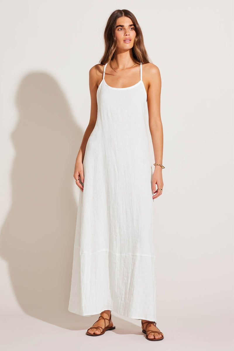 Vitamin A Mari Maxi Dress White Crinkle Linen