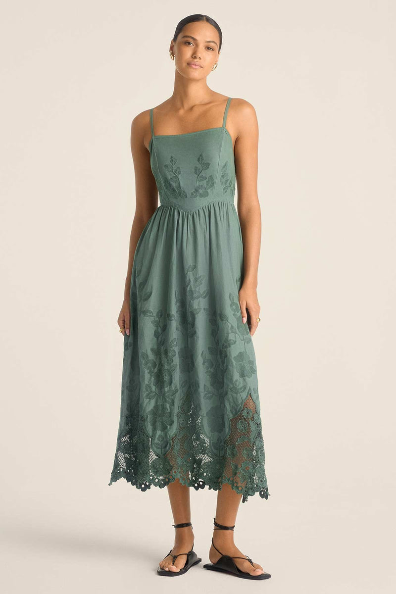 Vitamin A Flora Dress Sea Green Beachside Broderie