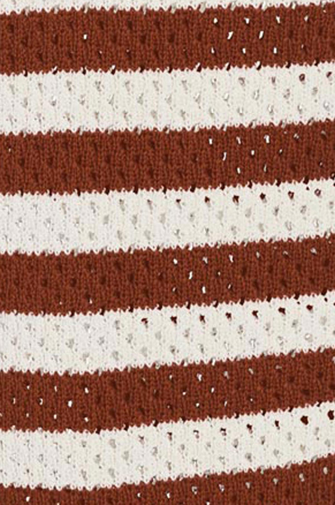 Vitamin A Marea Crochet Resort Shirt Red Ochre Stripe Crochet