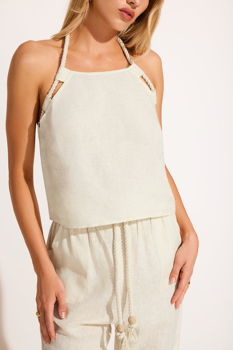 Avery Halter Top - Oatmeal EcoLinen – Vitamin A
