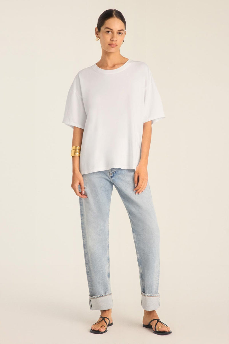 Coast Oversized Boyfriend Tee - White Cotton Jersey – Vitamin A