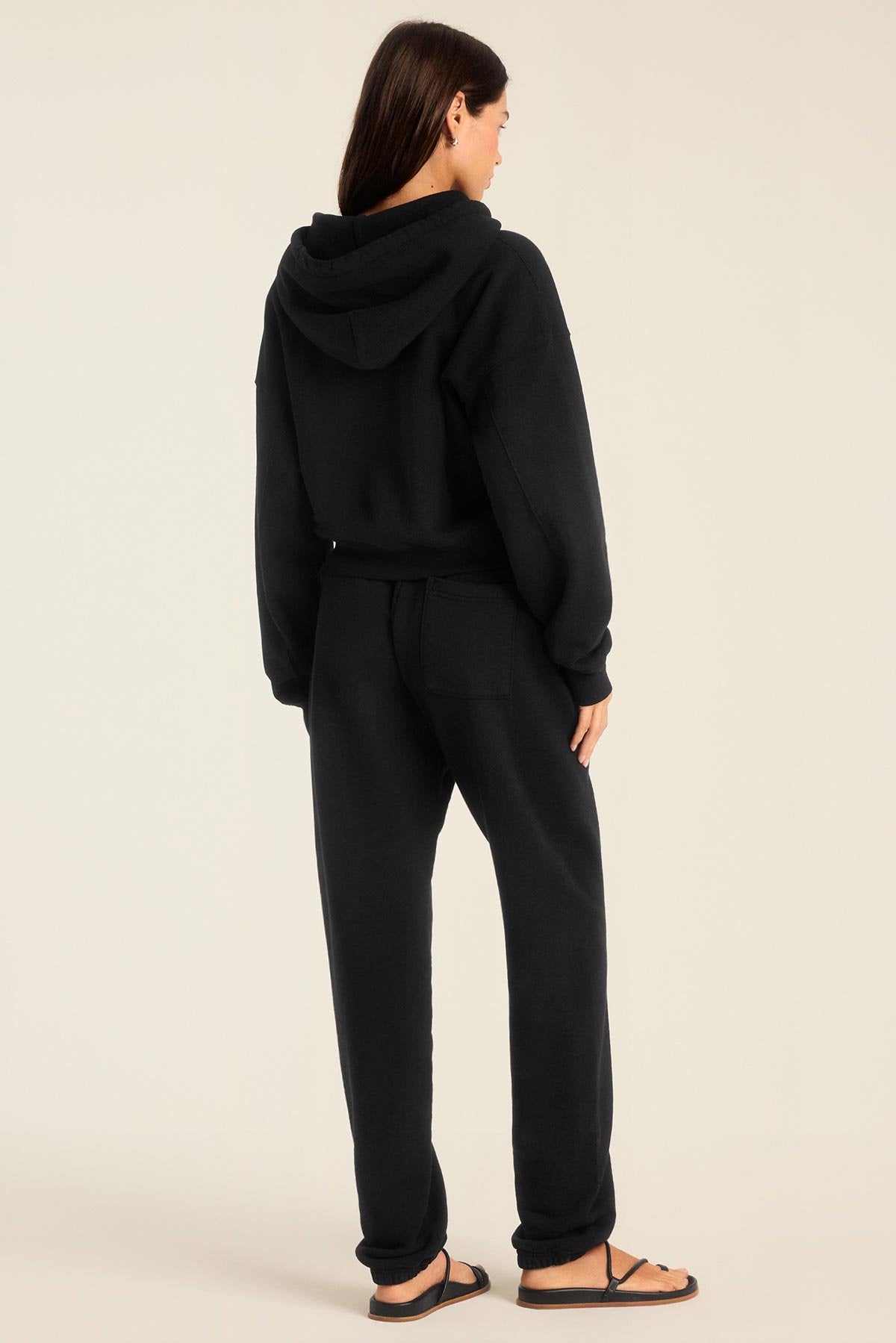 Dawn Crop Hoodie - Black French Terry – Vitamin A